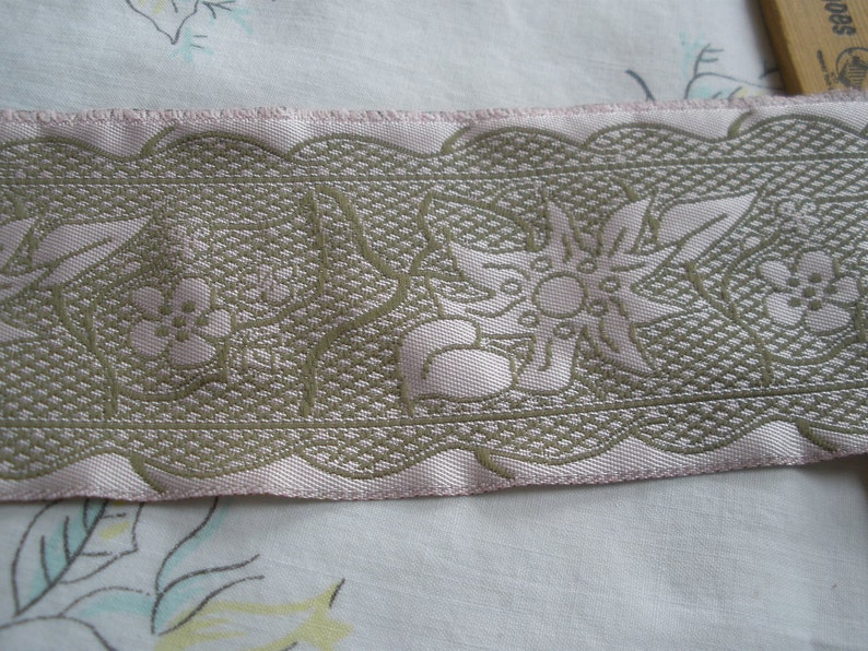 French Embroidered Floral Jacquard Ribbon 51mm 2 Pale | Etsy