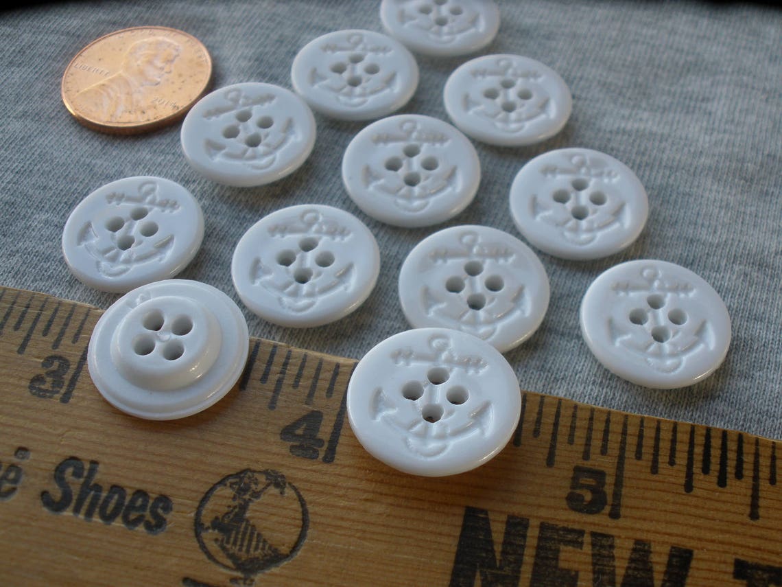 Cool White Anchor Shirt Buttons 5/8 15mm 24L 4-hole | Etsy