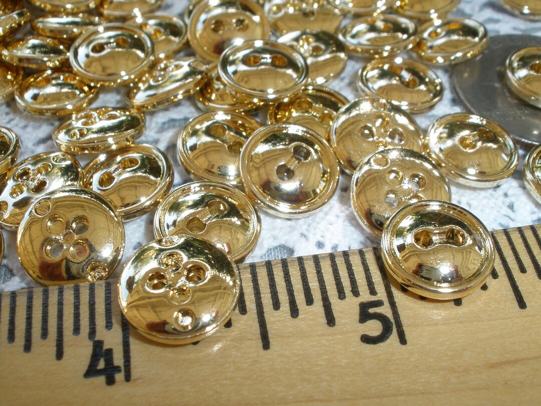11MM Shiny Gold Buttons Metallic Plastic 2 Hole Sew on 18L 7/16 ...
