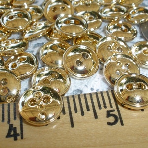 11MM Shiny Gold Buttons Metallic Plastic 2 Hole Sew on 18L 7/16 ...