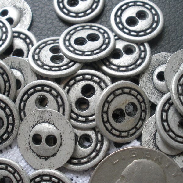 1/2 Silver Metal Two Hole Buttons - Etsy