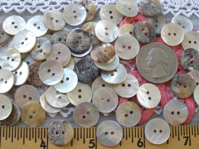 1 Gross 14MM Real Shell Buttons Natural MOP 22L 9/16" Pearly White ...