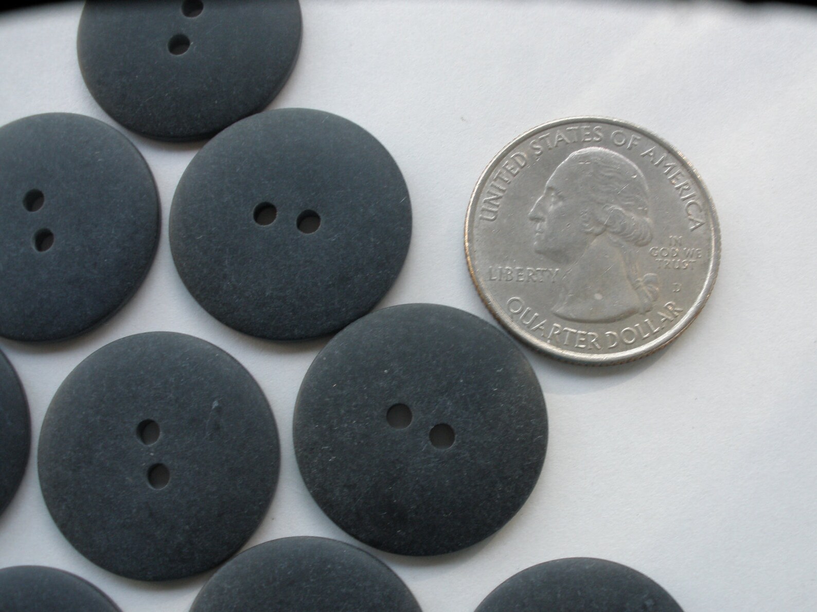 22MM Matte Black Buttons 12 Plastic 7/8" 36L 2-hole Sew on Sewing ...