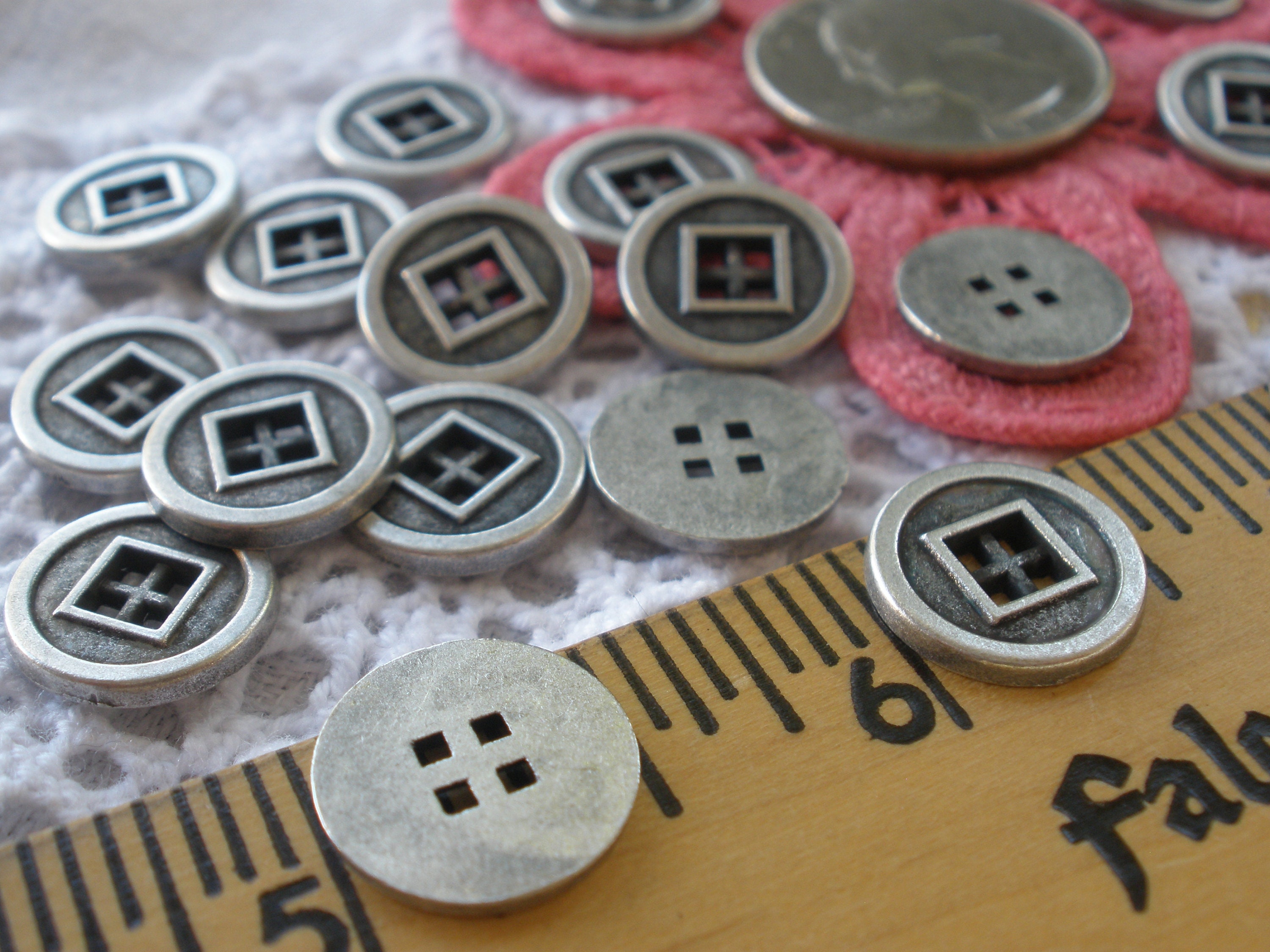 Matte Antique Silver 13MM Metal Shirt Buttons 4-hole 1/2" 20L 12 Pcs ...
