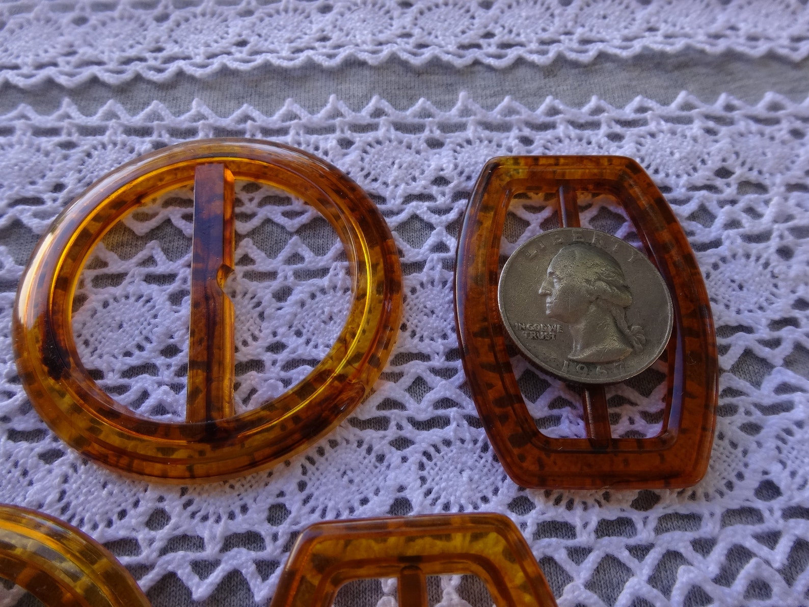 Tortoise Buckle Scarf Slide Round or Square Oval 1.5 Opening Ribbon ...