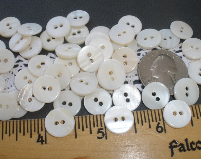 Thick Freshwater Shell MOP Buttons Pearl White 20L 1/2 13MM 2-hole Sew ...