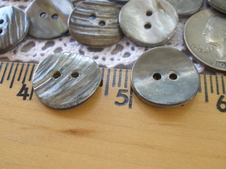 Gorgeous Silver Gray Brown Mussel Shell Buttons 17MM 28L | Etsy