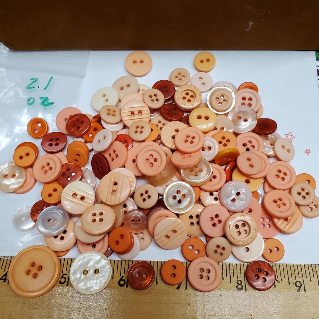Lucky Dip 2 Ounce Lots Orange & Peach Buttons Assorted Sizes Shades ...