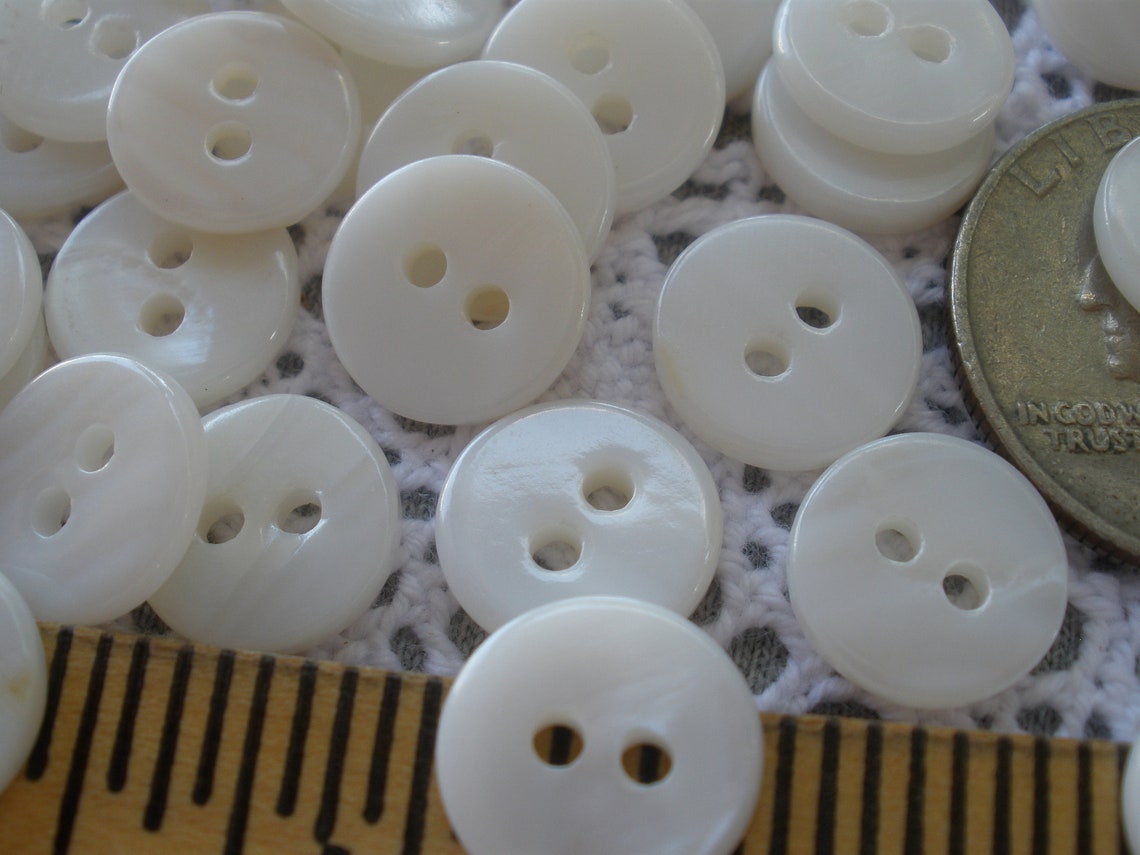 Thick Freshwater Shell MOP Buttons Pearl White 18L 7/16" 11MM 2-hole ...