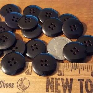 20MM Basic Round 4-hole Black Buttons 13/16" Tapered to Edge 32L Sew-on ...