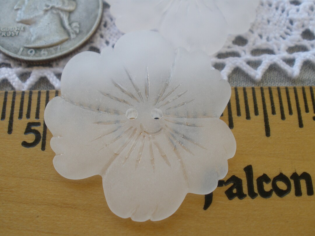35MM Frosted Acrylic Flower Buttons Art Deco 1 3/8" 55L Bridal Costume ...