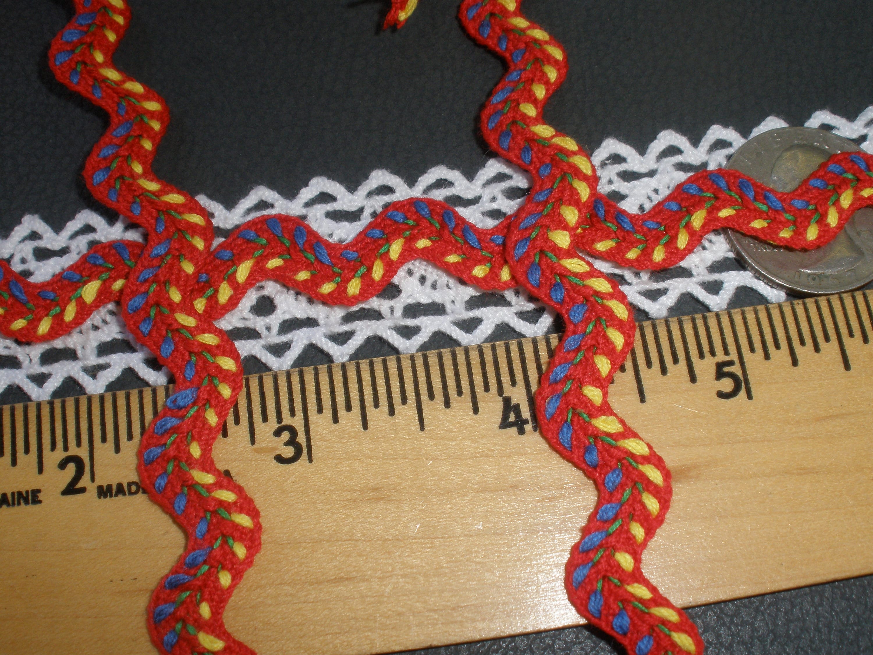 Embroidered Cotton Featherstitch Rick Rack Trim Red yellow | Etsy