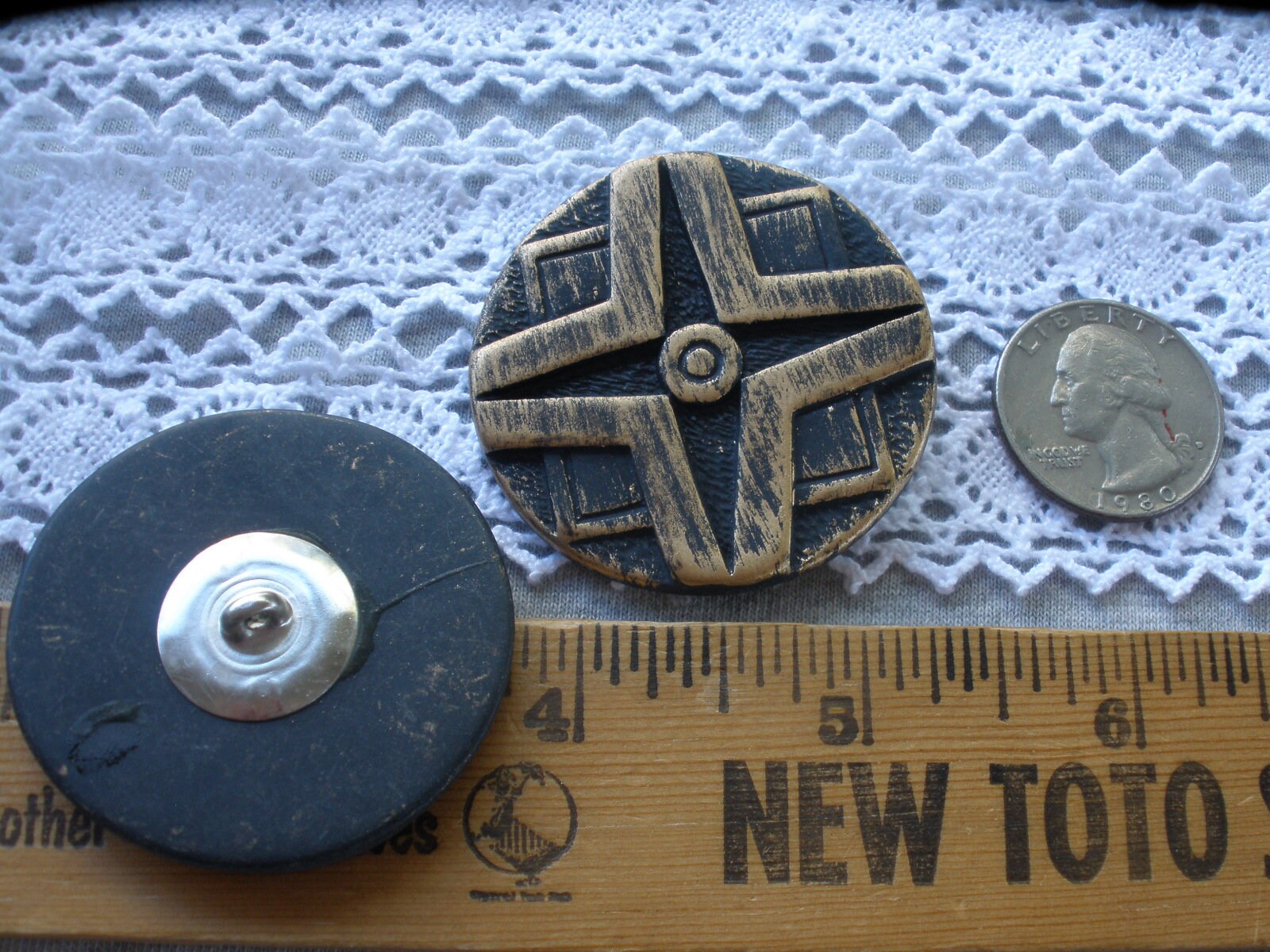 Tribal Mystical Extra Large Shank Button 44MM Gold & Black 1.75" Size ...