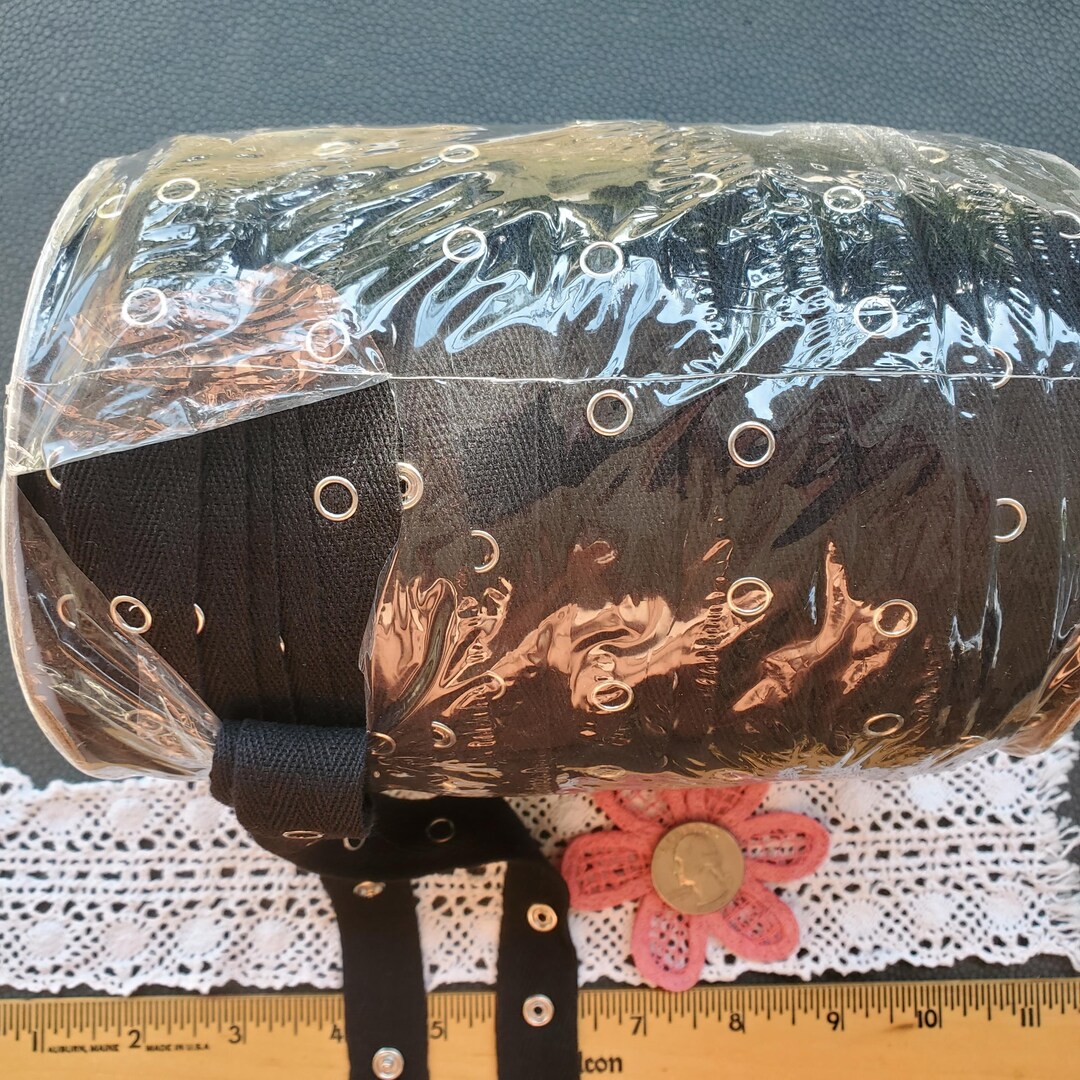 Bulk Black Cotton Twill 2 by 1 Snap Tape 50 Yards Silver Metal Snaps ...