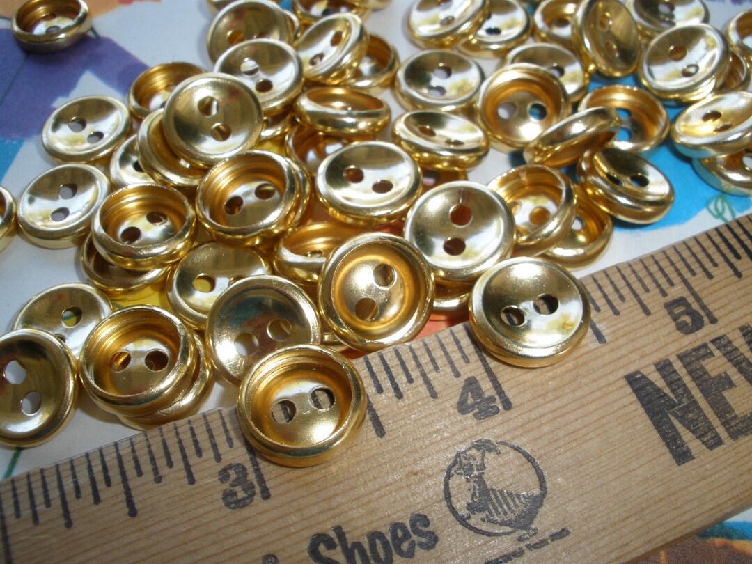 13MM Gold Metal Sew on Buttons Size 20L 1/2" Gold Color 2 Hole Crafts ...