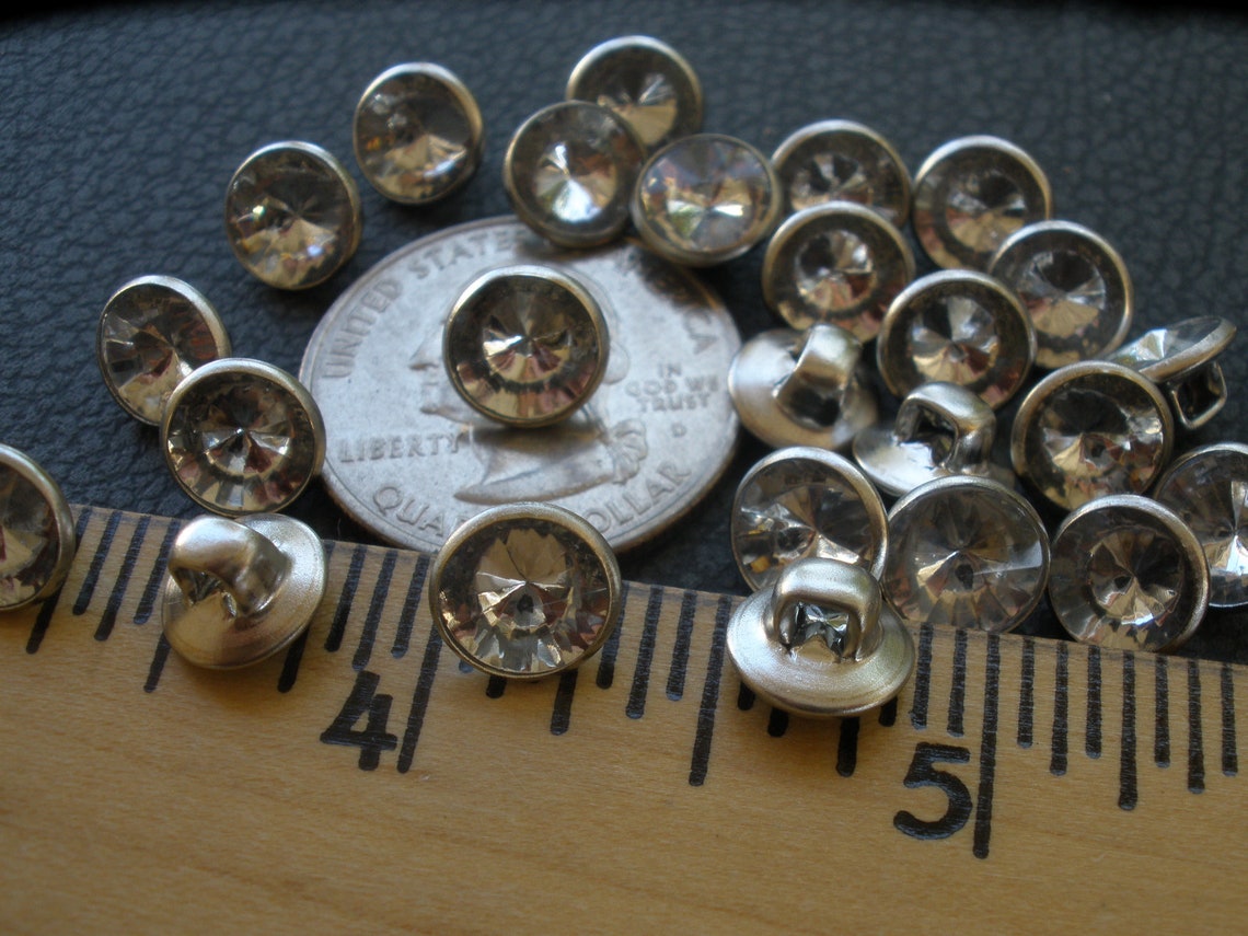 8MM Acrylic Rhinestone Buttons Faceted Clear Silver Color | Etsy