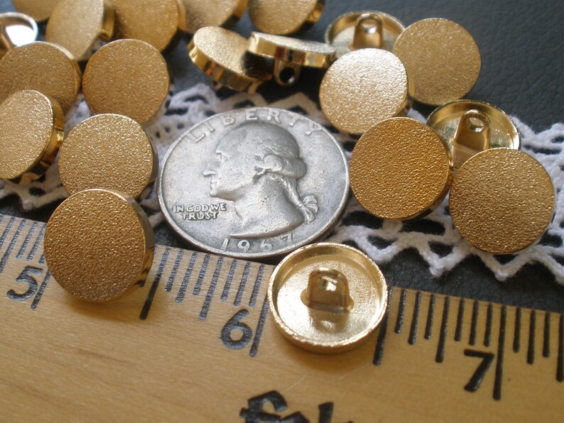 Matte Gold Color Textured Metal Flat Front Shank Buttons | Etsy