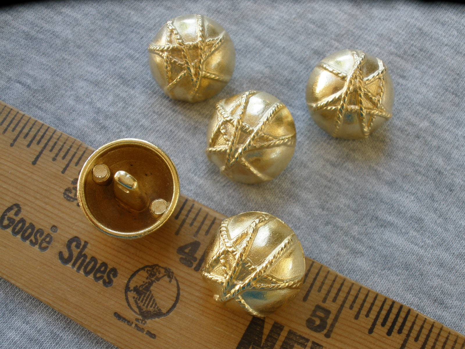 Textured Abstract Metal Gold Dome Shank Buttons 28L (11/16" 17MM) Matte ...