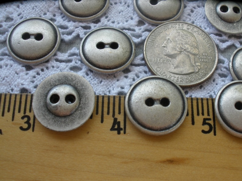 Classic Work Shirt Buttons Industrial Pewter Color Metal 28L 17mm 11/16 ...