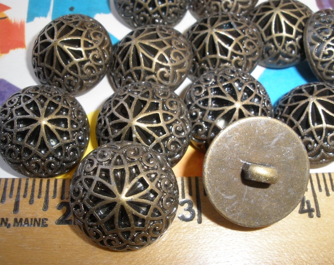 Matte Antique Brass Carved Plastic Shank Buttons 36L 22MM 7/8" Fancy ...