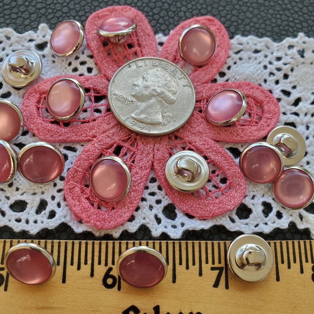 11MM Western Shirt Buttons Pink Pearl Snap With Silver Tone Metal Shank ...