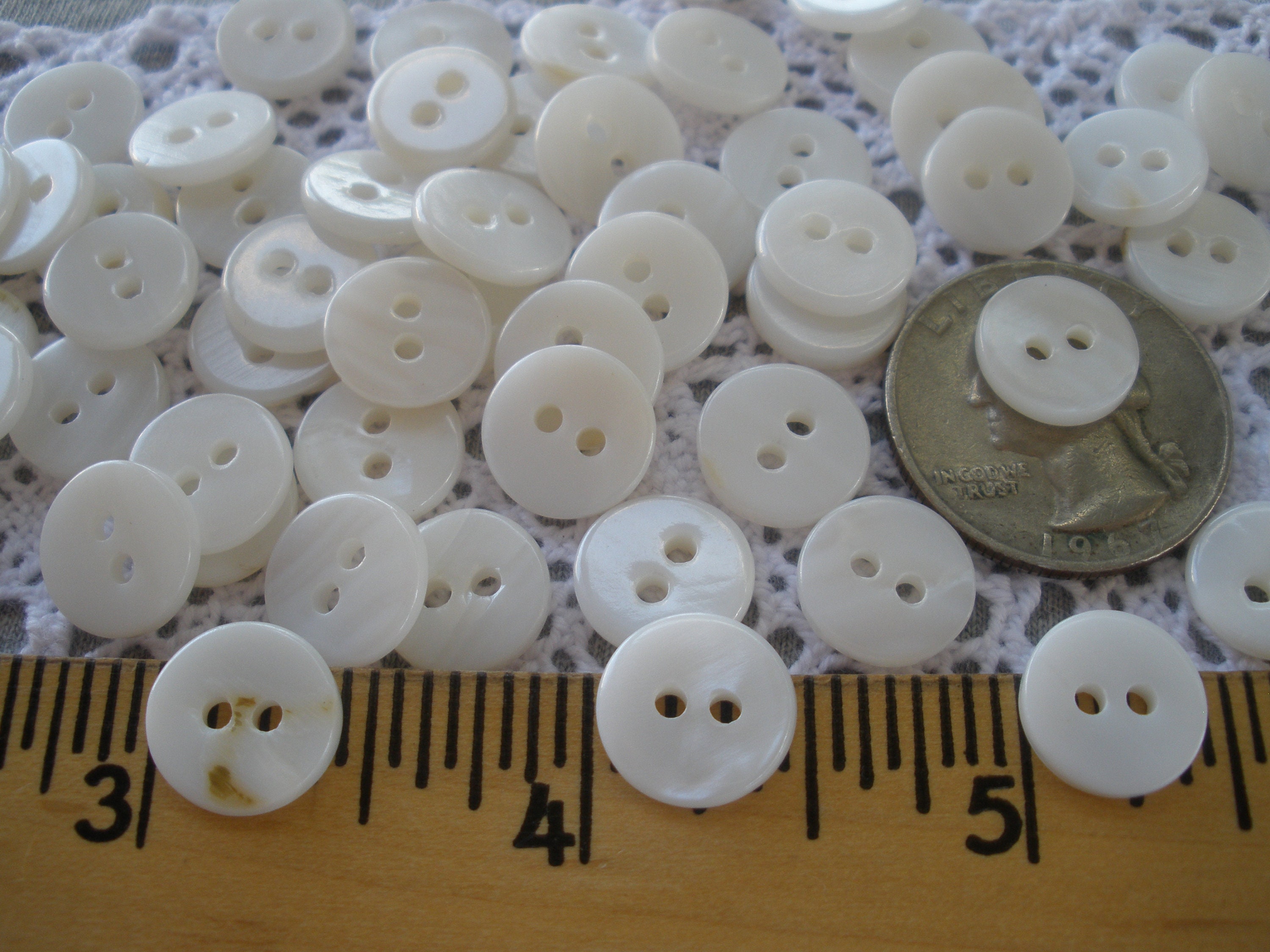 Thick Freshwater Shell MOP Buttons Pearl White 18L 7/16" 11MM 2-hole ...