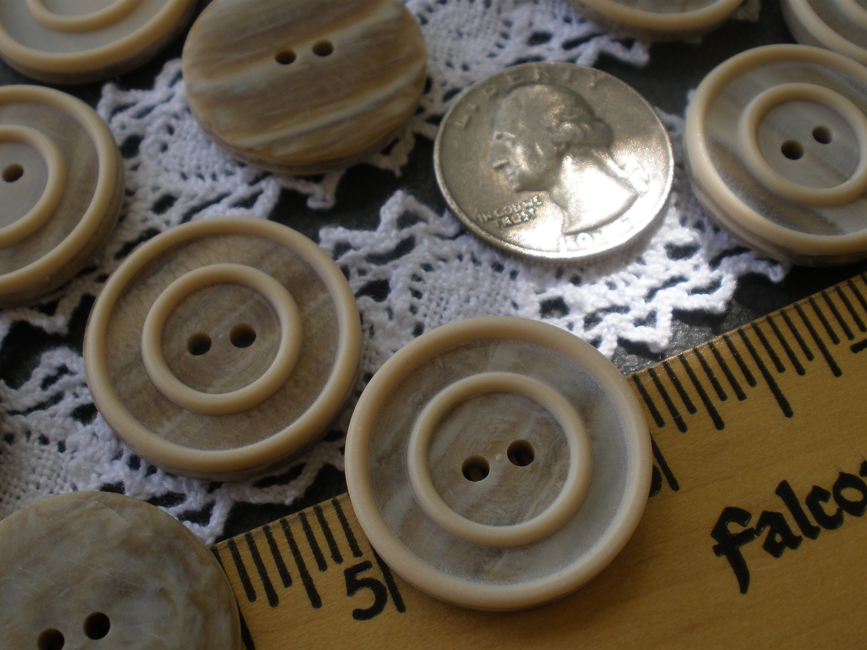 One Inch Buttons plastic taupe beige cream rings 40L 25mm 18 | Etsy