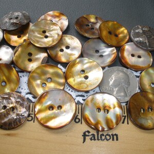 Gold Tone Dyed MOP Shell Buttons 22MM 36L 7/8" Pearl 2 Hole Sew on 6 ...