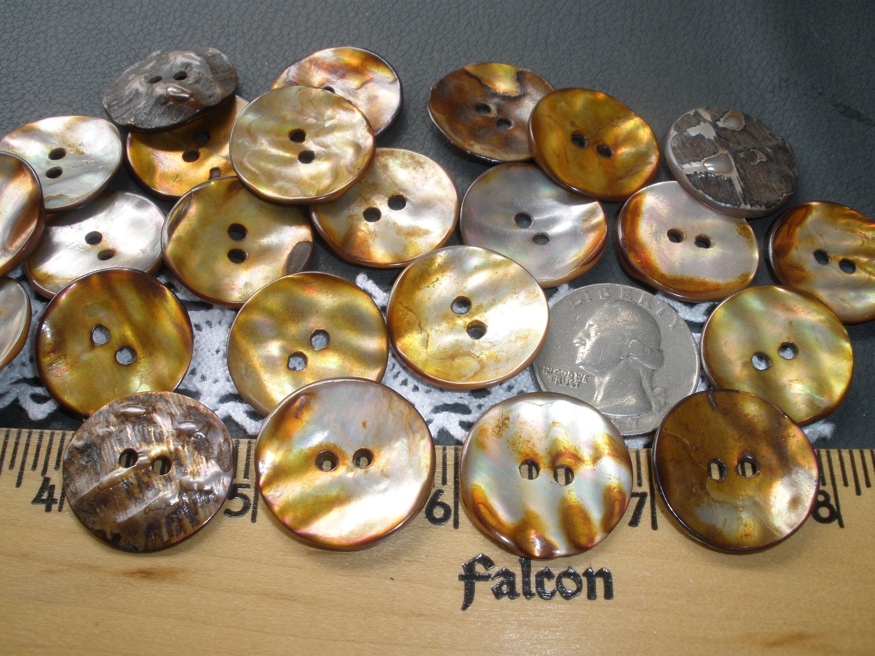 Gold Tone Dyed MOP Shell Buttons 22MM 36L 7/8" Pearl 2 Hole Sew on 6 ...