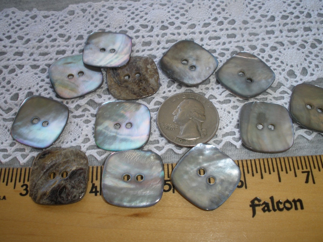 Square Smoke MOP Shell Buttons 20mm by 25mm 40L 1 Inch Agoya 2 Hole Sew ...