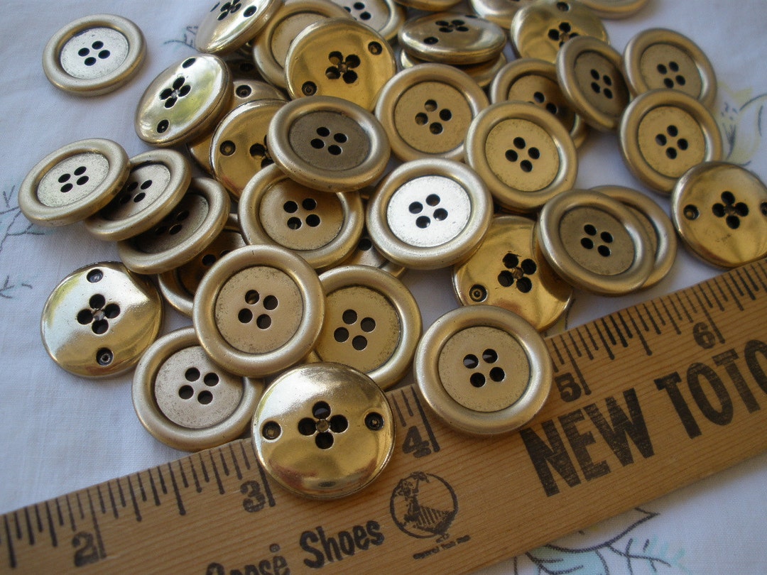 21MM Antique Matte Gold Buttons Metallic Plastic 4 Hole Sew on Rustic ...