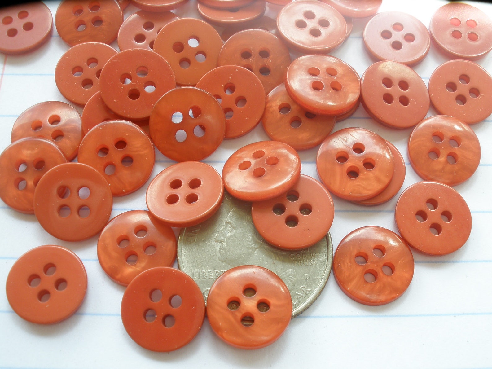 Burnt Orange Buttons Craft Stash Shirt 1/2" (13MM 20L) Pearlized ...