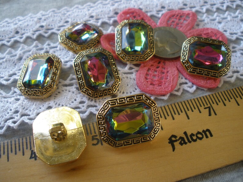 Colorful Gem Shape Rhinestone Gold Plastic Shank Buttons - Etsy
