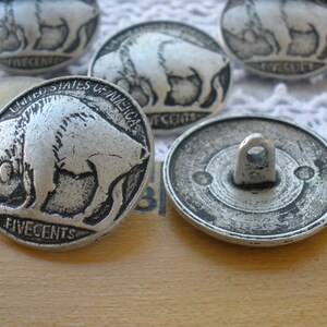 Buffalo Nickel Buttons Coin Replica Metal Shank 25MM 1 Inch Concho ...