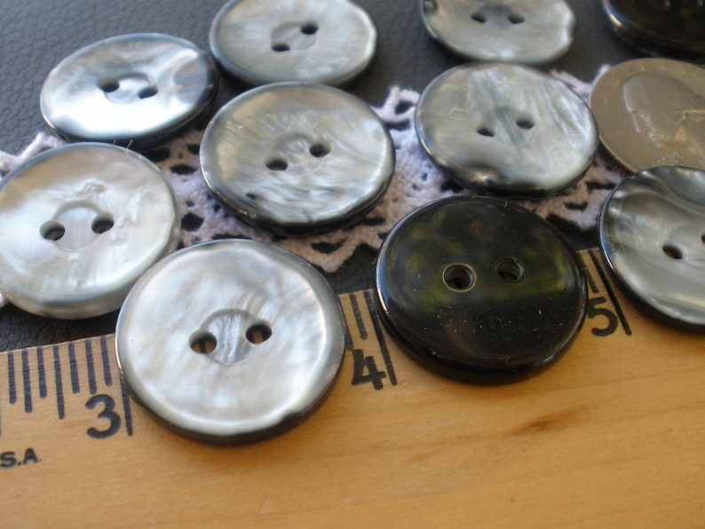 Pearlized Gray Plastic Buttons 22mm (36L 7/8") 2-hole Sew on Metallic ...