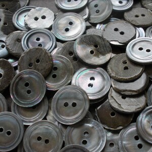 Vintage Gray Carved MOP Shirt Buttons Size 24L 15MM 2-hole Sew-on ...
