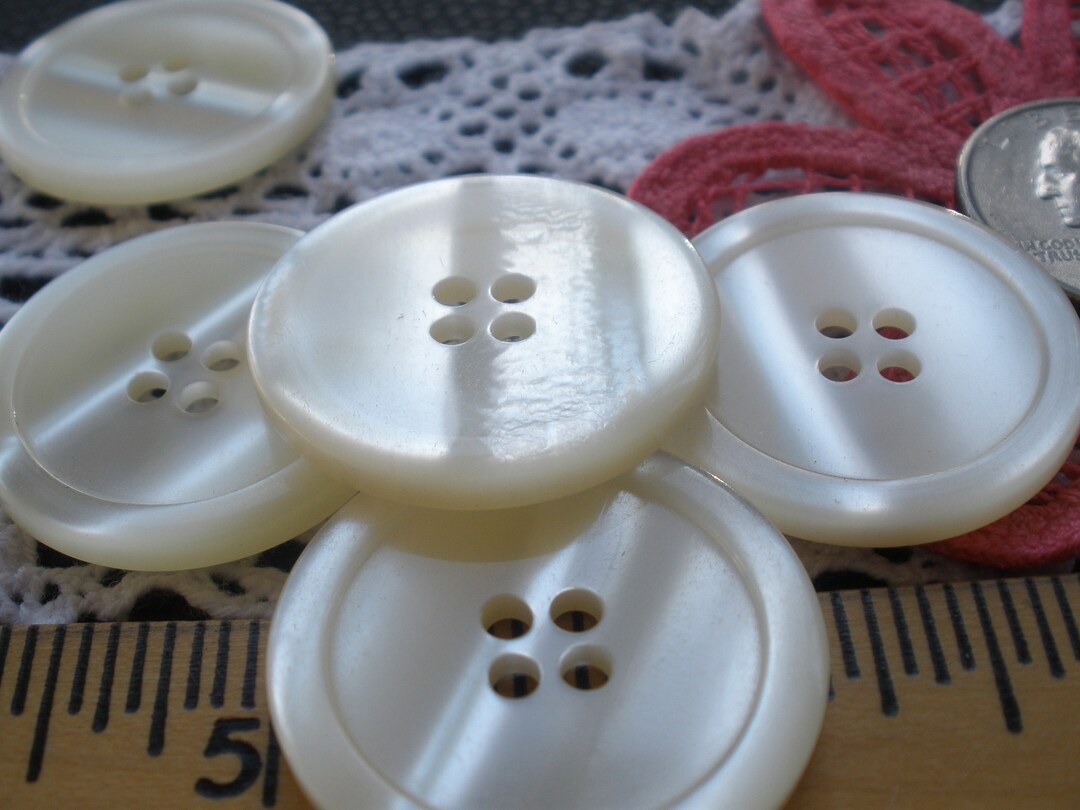 Classic Pearlized Plastic Coat Buttons 28mm (45L 1 1/8") 4-hole Sew on ...