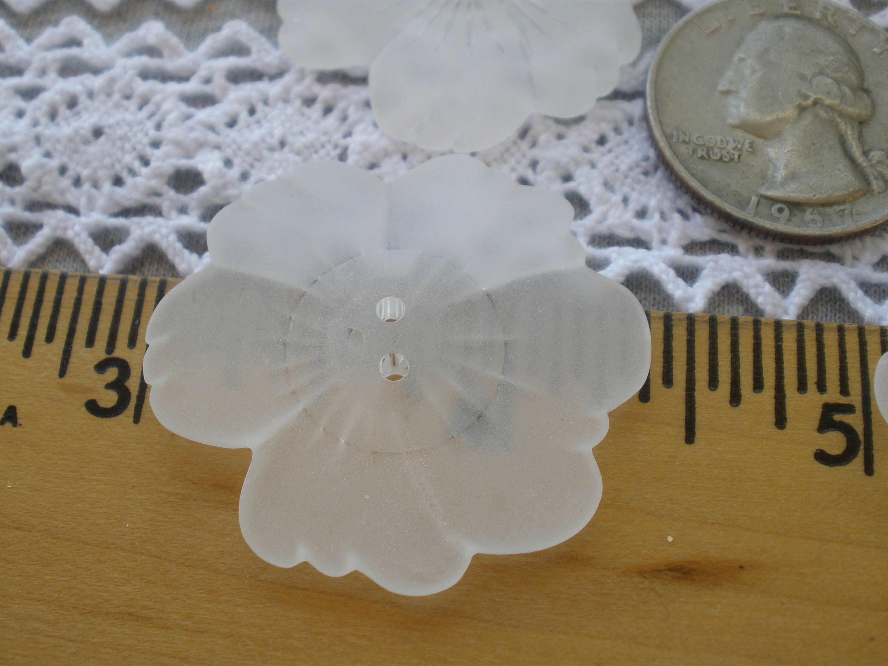 35MM Frosted Acrylic Flower Buttons Art Deco 1 3/8" 55L Bridal Costume ...