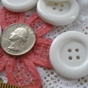 30MM Large Thick White Coat Buttons 4-hole Sew on Size 48L Plastic ...