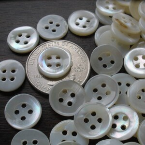 Vintage MOP Classic Shirt Buttons 20L Pearl White 1/2" 13MM 4-hole Sew ...