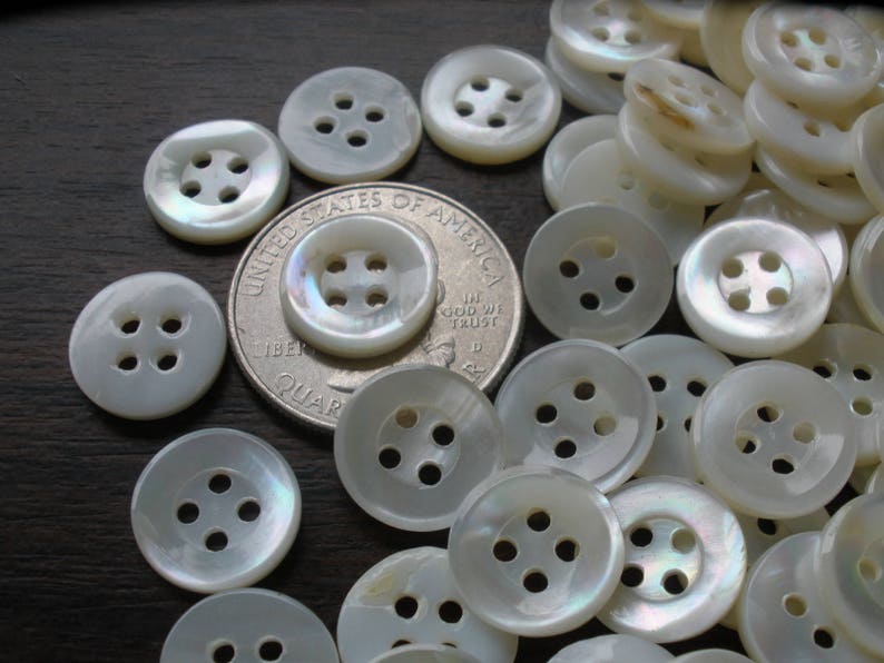 Vintage MOP Classic Shirt Buttons 20L Pearl White 1/2" 13MM 4-hole Sew ...