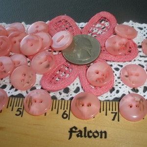 24 Cool Clear & Pink Buttons 5/8" (24L 15MM) Recessed 2 Hole Plastic ...