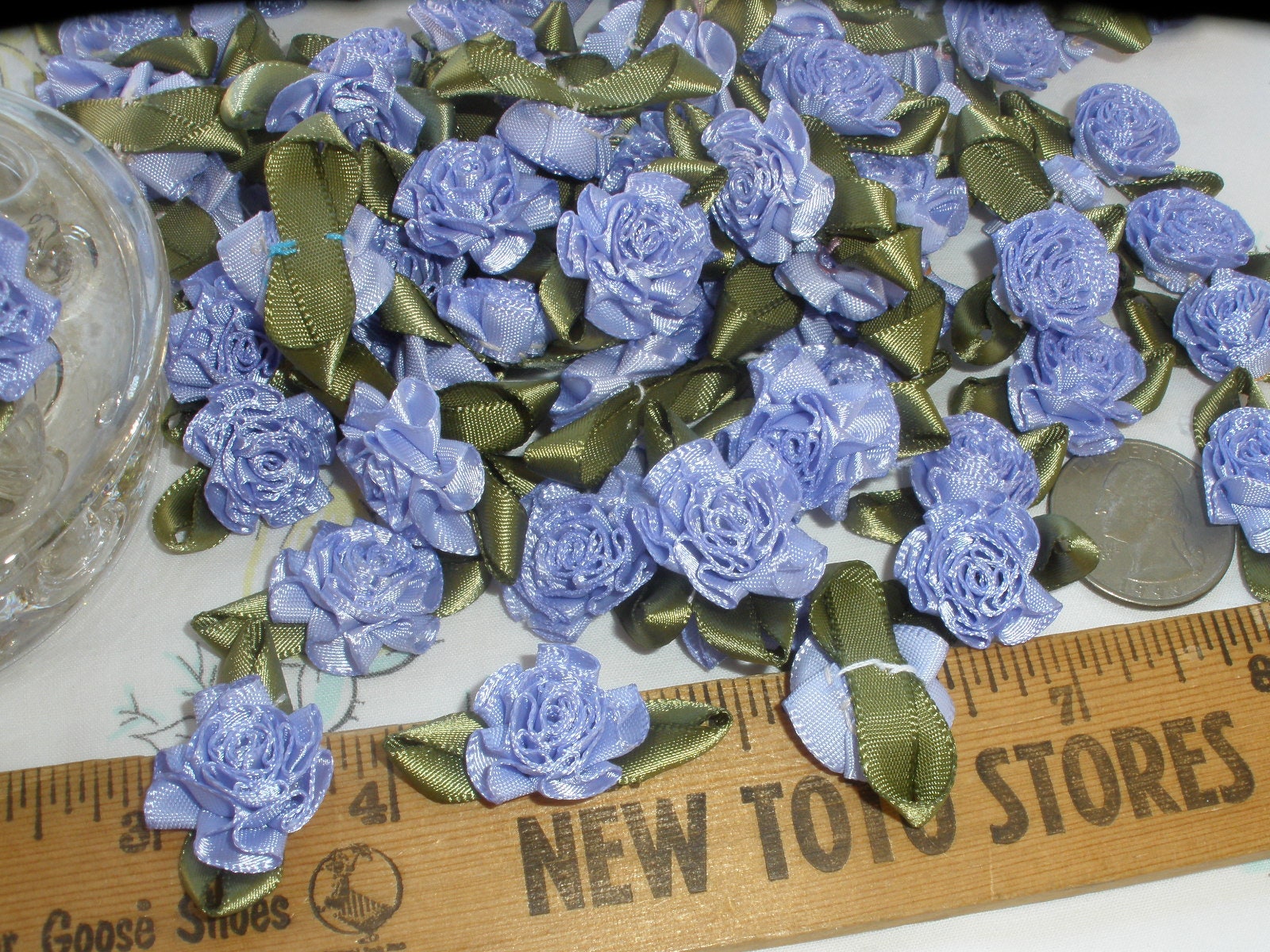 Lavender Ribbonwork Flowers Cabbage Ribbon Roses .75" Embellish T-shirt ...