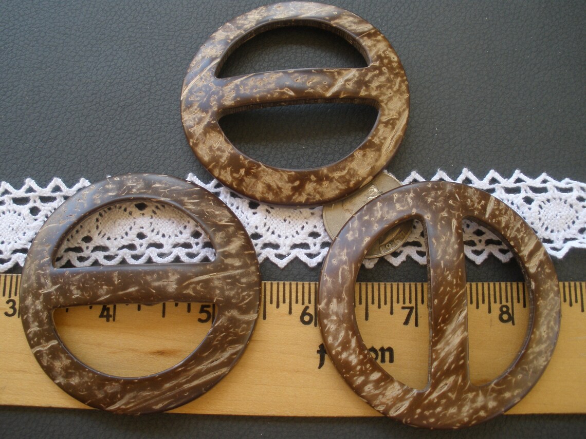 Medium Coconut Shell Buckle Slider Sarong Pareo Tie Round 1 5/8" Inside ...