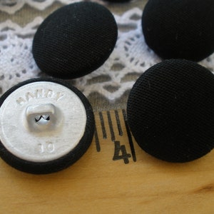 Tuxedo Buttons Black Textured Fabric Cover Buttons 3/4 Cloth Covered ...