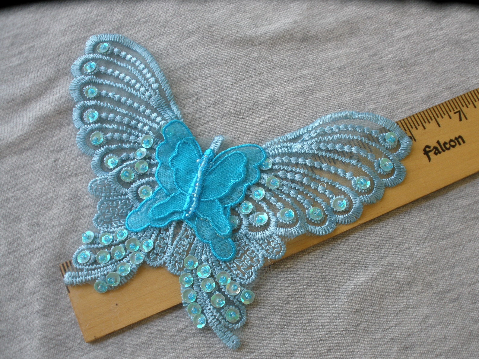 Turquoise Multi-layer Butterfly Appliques Sequin & Embroidered - Etsy