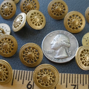 Pierced Metal Filigree Sun Buttons 5/8" Shank (15MM 24L) Gold Color ...