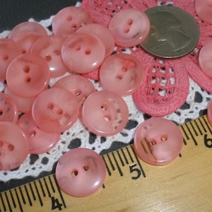 24 Cool Clear & Pink Buttons 5/8" (24L 15MM) Recessed 2 Hole Plastic ...