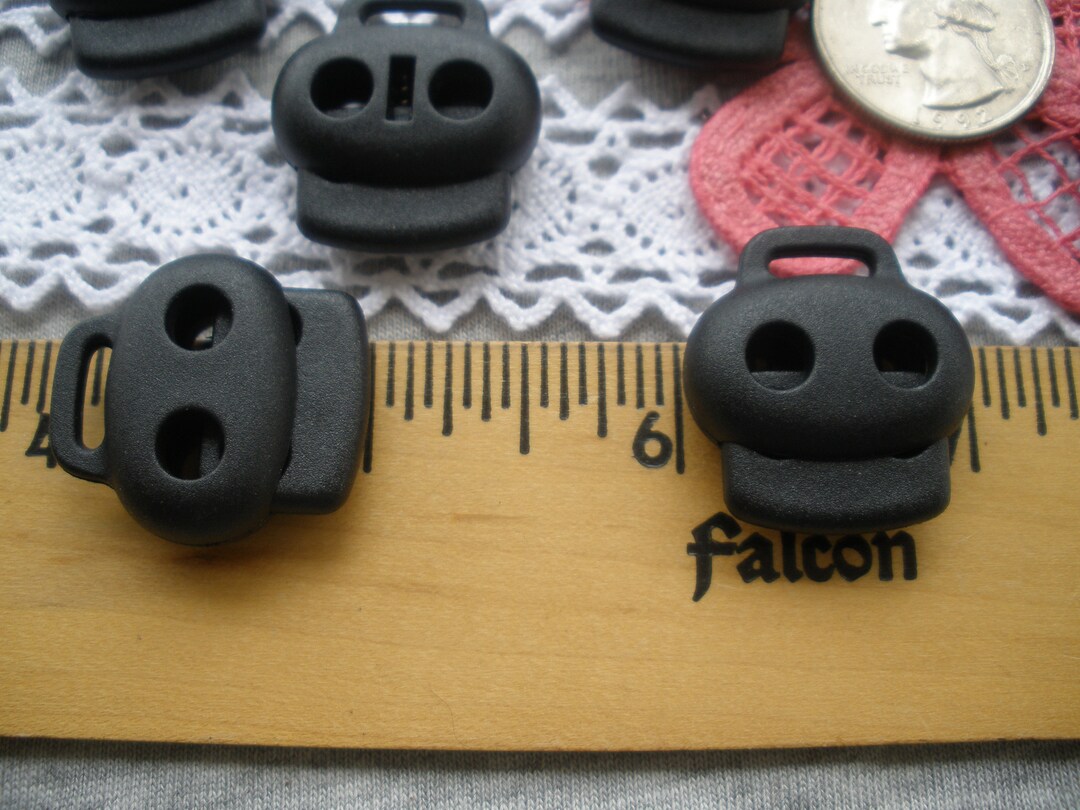Double Cord Stops Black Oval Cord Locks Toggles With Ribbon Slide 25MM ...