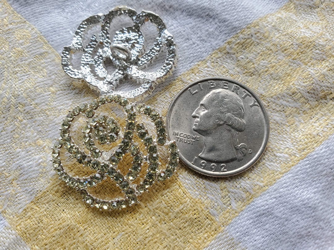 Gorgeous Flower Rhinestone Large Button 28MM 45L Faceted Fancy Clear ...